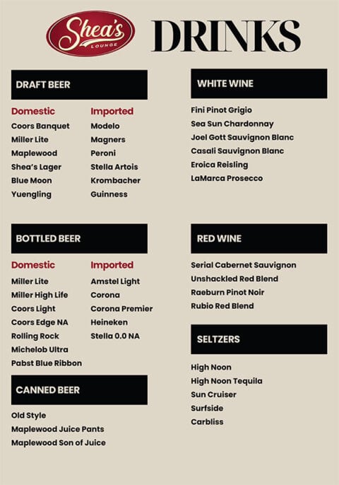 Food & Drink | Shea's Lounge